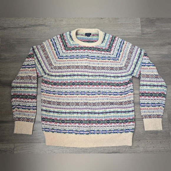 J. Crew | Sweaters | J Crew Reimagined Fair Isle Wool Blend Crewneck ...